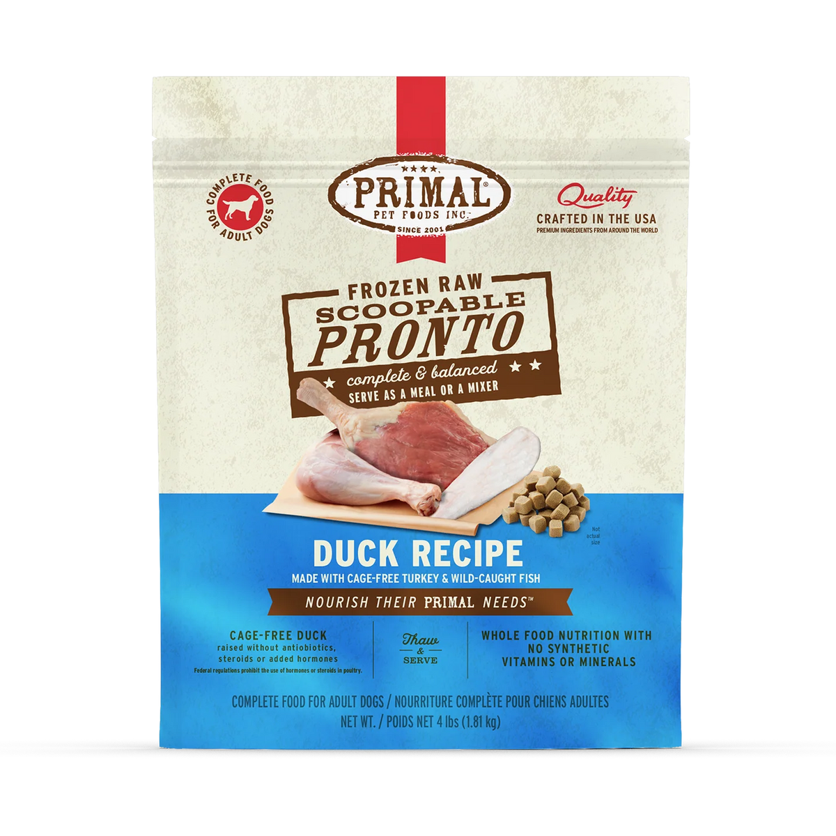 Primal Pet Foods Frozen Raw Scoopable Pronto Dog Food Duck Recipe - 4lb ...