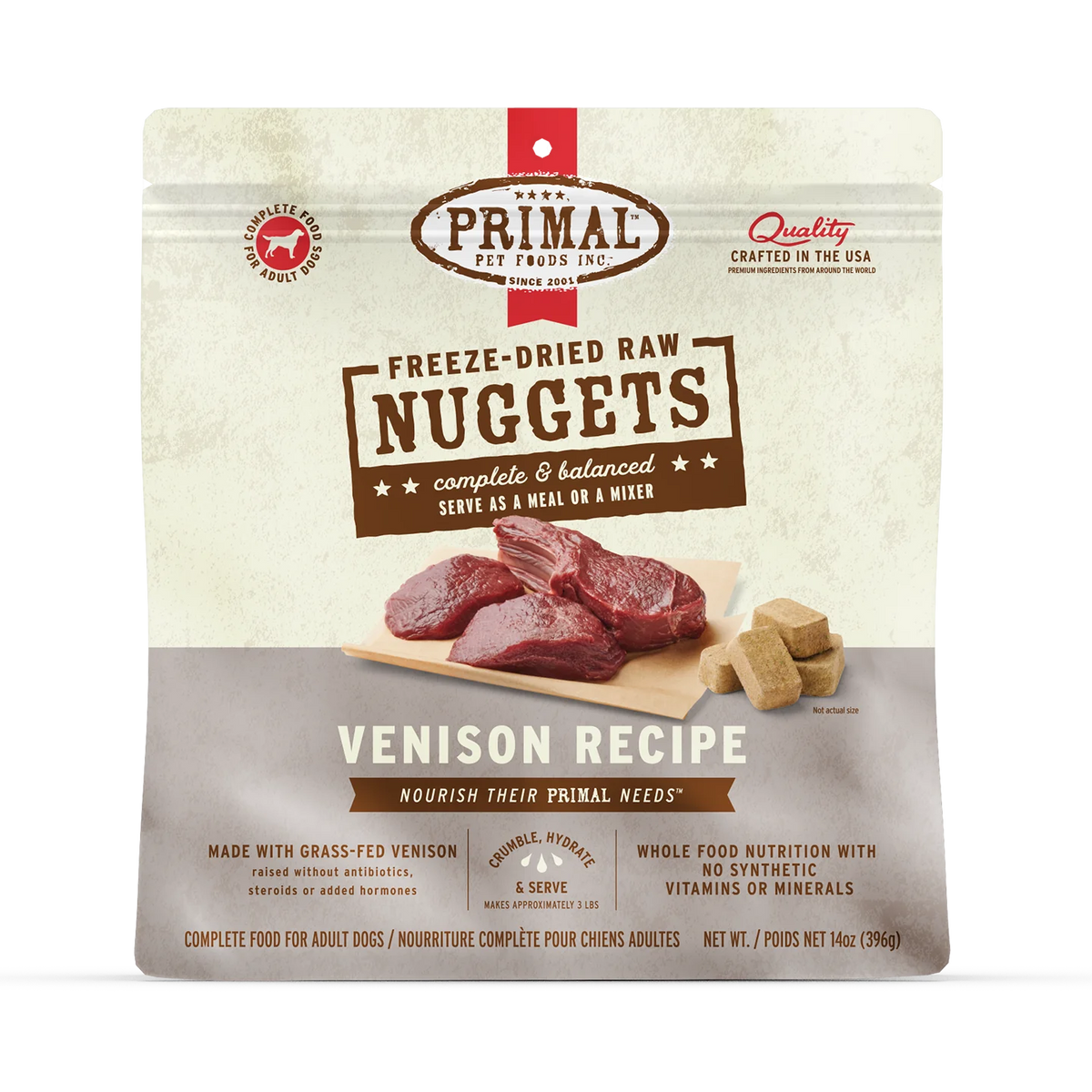 Primal Freeze-Dried Raw Nuggets Dog Food Venison Recipe - 14oz ...