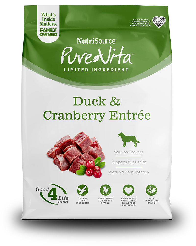 Pure Vita Duck & Cranberry Entrée Limited Ingredient Dog Food - 25lb ...