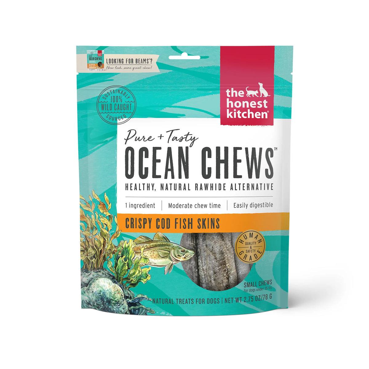 The Honest Kitchen Ocean Chews Crispy Cod Fish Skins Beams 2.75oz ...